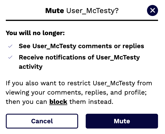 How do I block, unblock, mute, and unmute users?